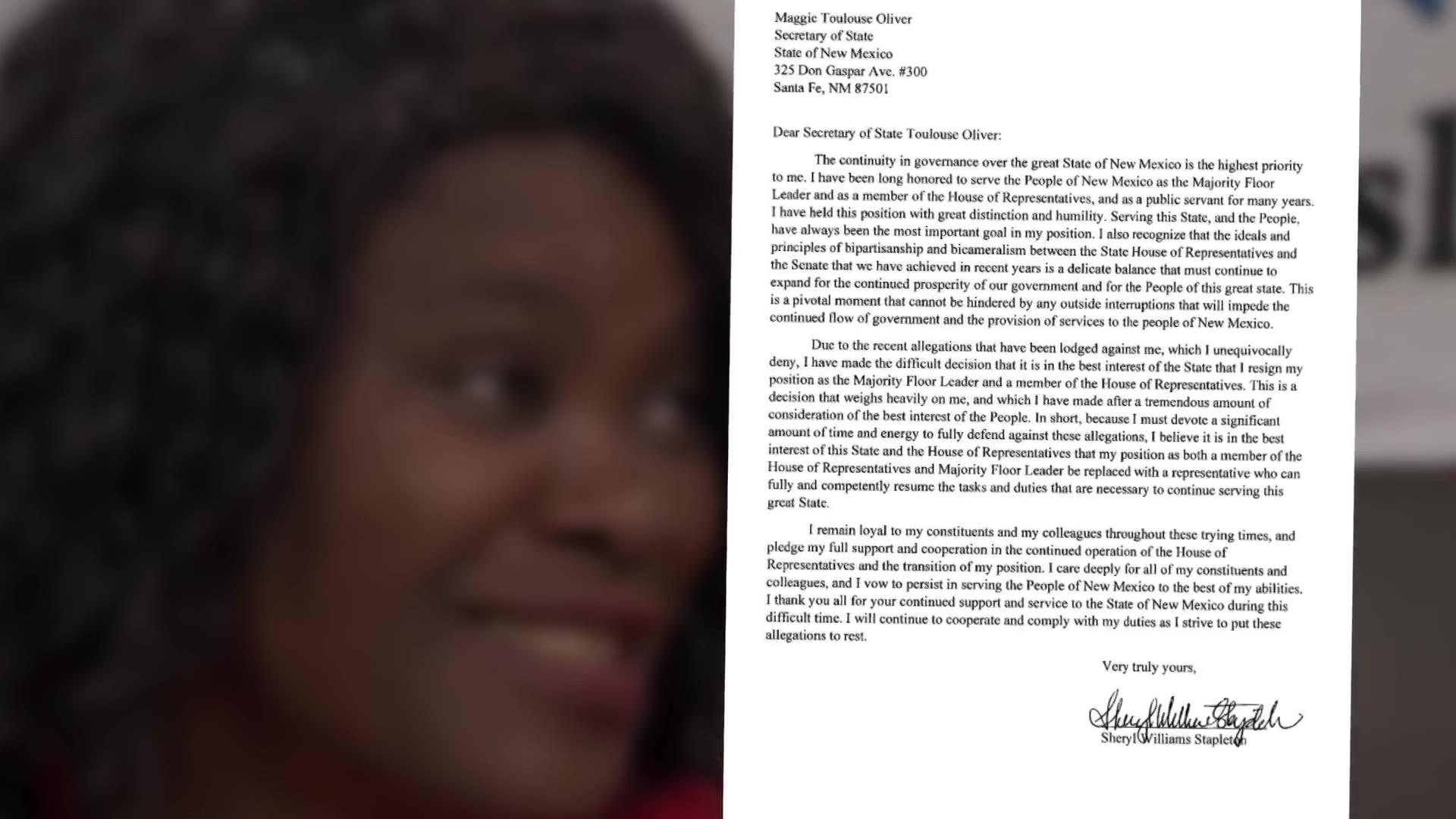 Sheryl Williams Stapleton resigns legislative seat – KRQE NEWS 13 ...